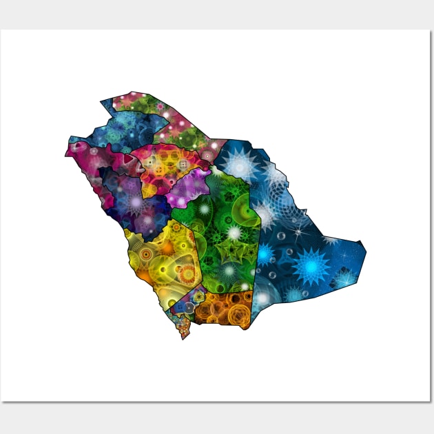 Spirograph Patterned Saudi Arabia Provinces Map - Saudi Arabia ...