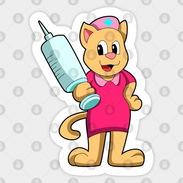 Cat as Nurse with Syringe - Cat As Nurse With Syringe - Sticker | TeePublic
