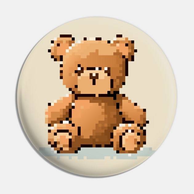 Teddy bear pixel art - Pixel Art - Pin | TeePublic