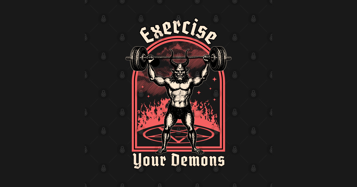 Exercise Your Demons - Satanic Baphomet Satan Funny Workout - Exercise ...