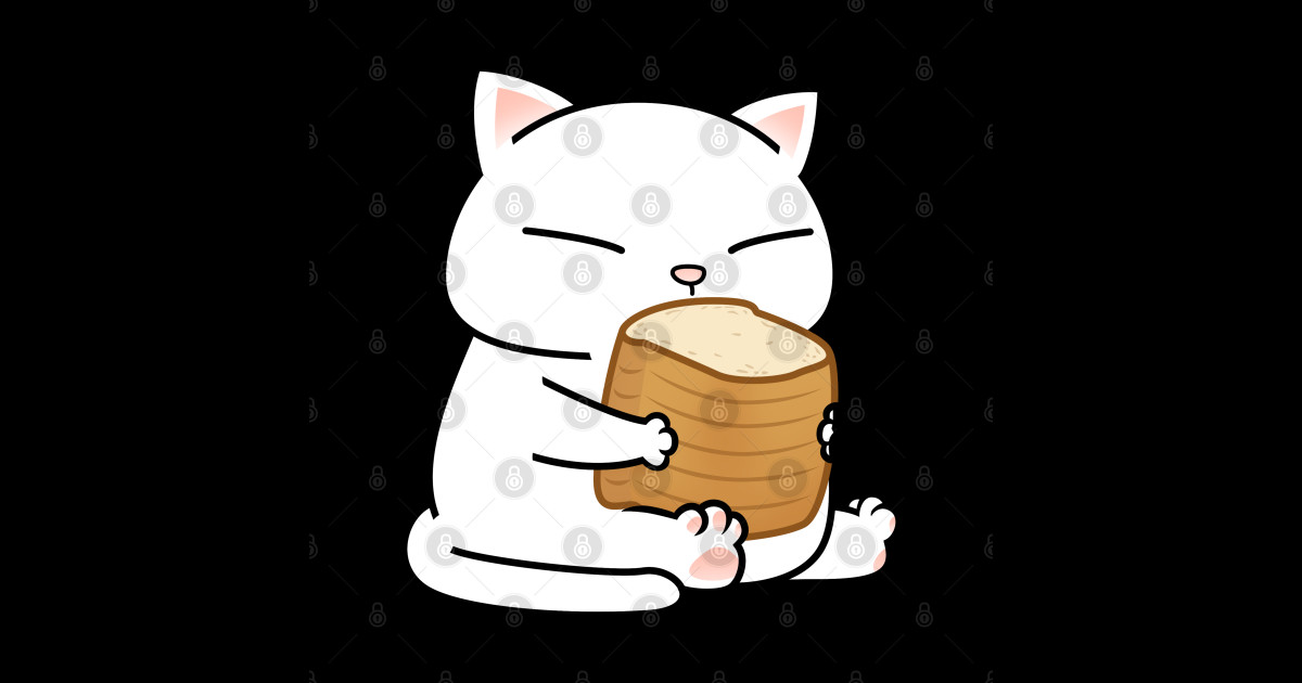 White Chubby Cat Toast - Cat Toast - Sticker | TeePublic