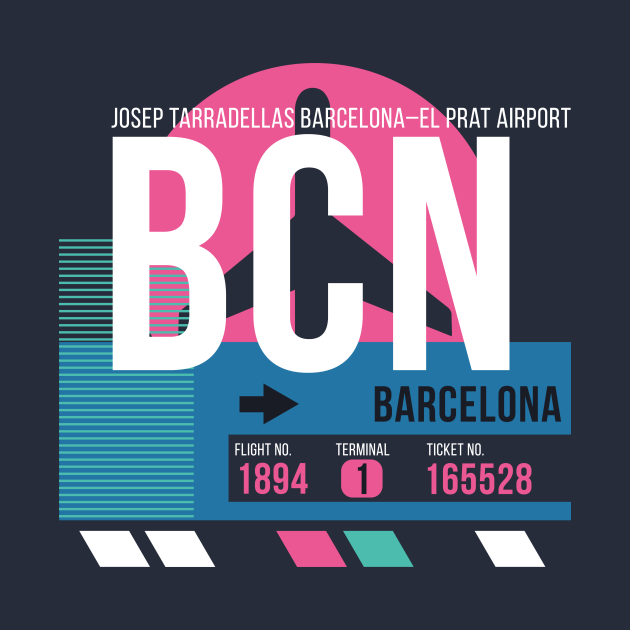 Barcelona (BCN) Airport Code Baggage Tag - Barcelona - T-Shirt | TeePublic