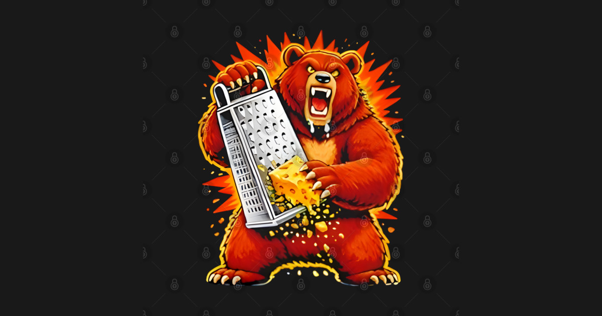 Angry Bear Cheese Grater Hater - Bear Grater Hater - T-Shirt | TeePublic