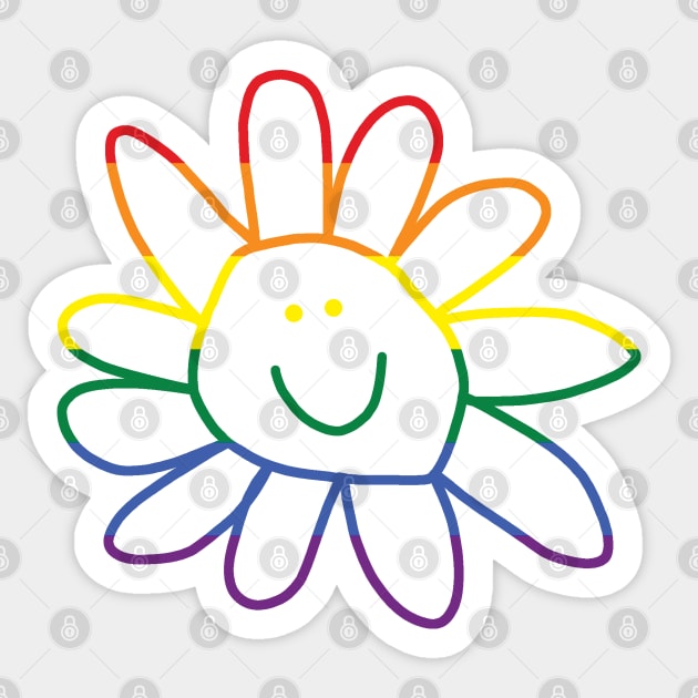 Pride Stripes Daisy Doodle - Pride - Sticker | TeePublic