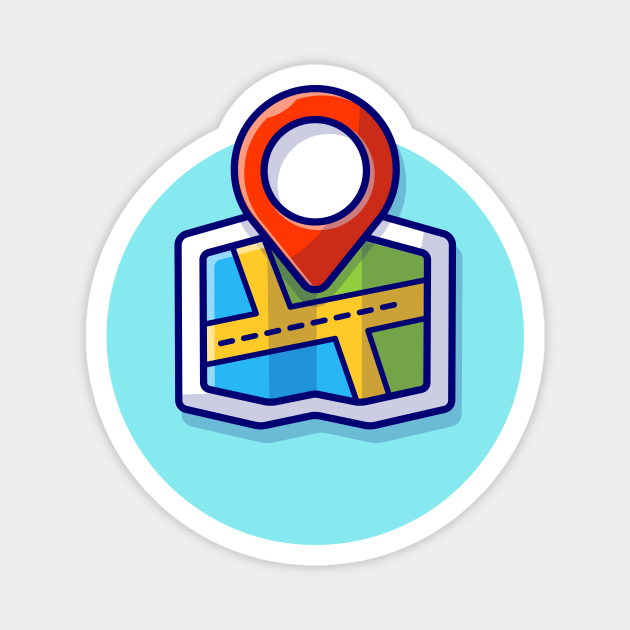 Maps Cartoon Vector Icon Illustration - Map - Magnet | TeePublic