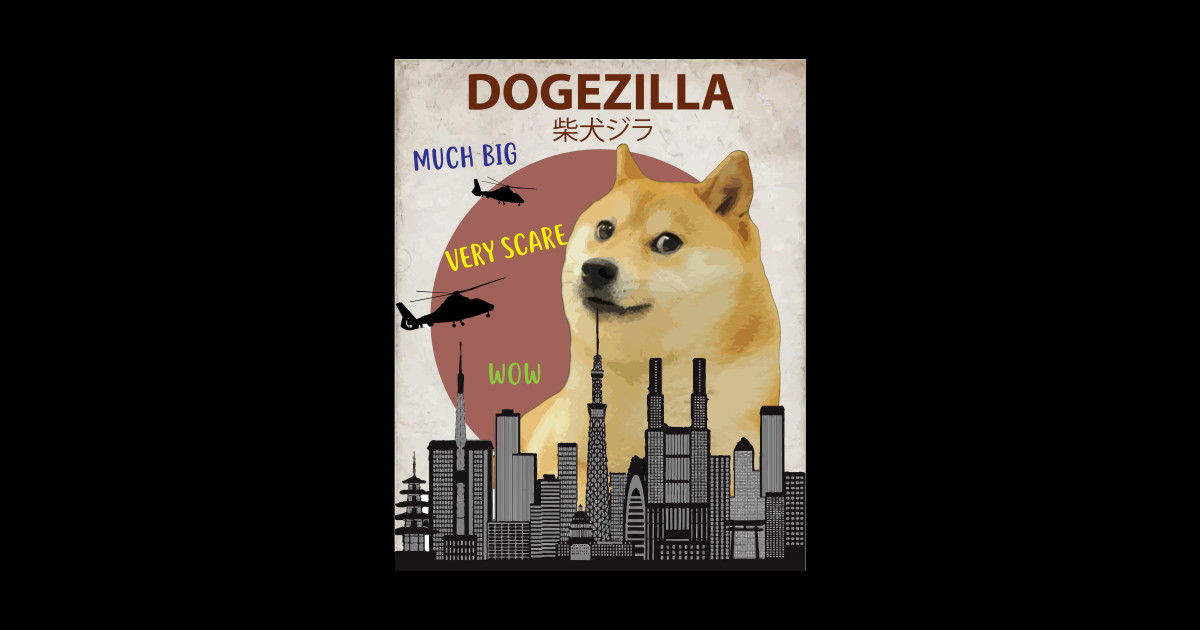 Dogezilla - Funny Doge Meme Giant Shiba Inu - Dogezilla - Magnet ...