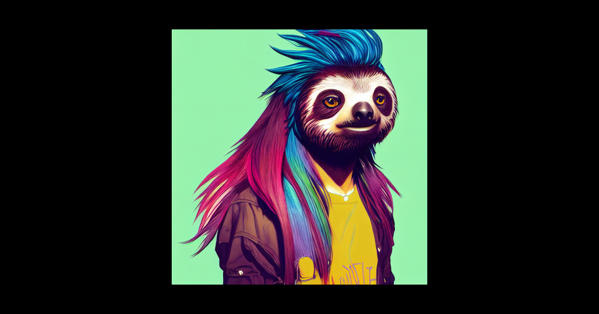 Sloth dressed as a punk rocker - Sloth - Sticker | TeePublic