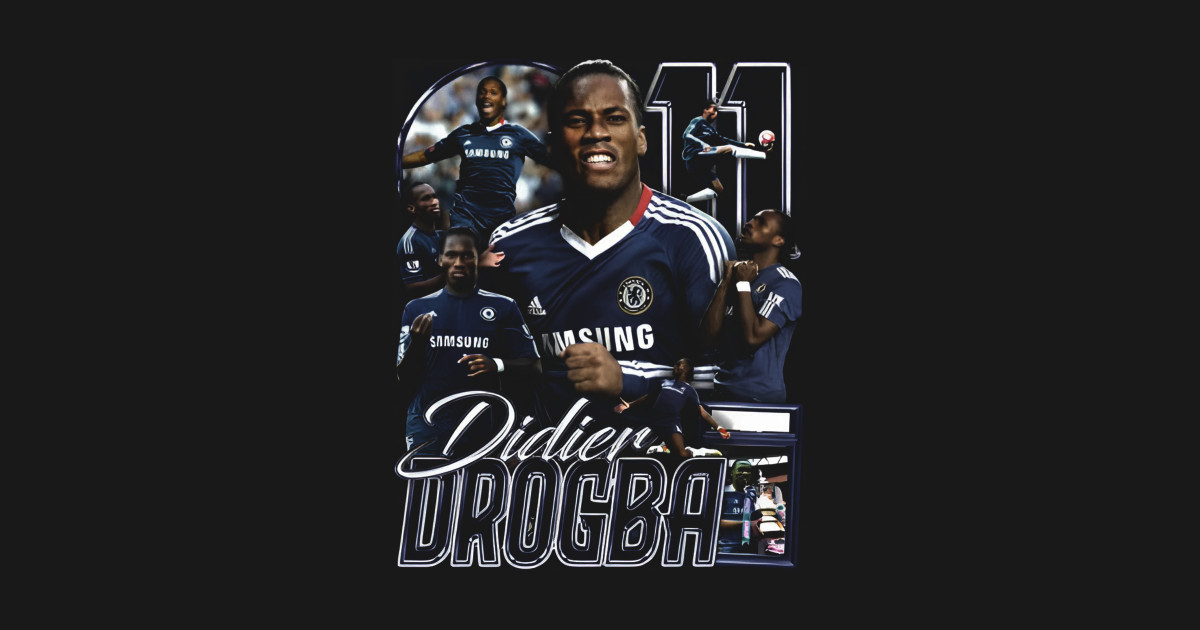 Didier Drogba Vintage Collage - Didier Drogba - T-Shirt | TeePublic