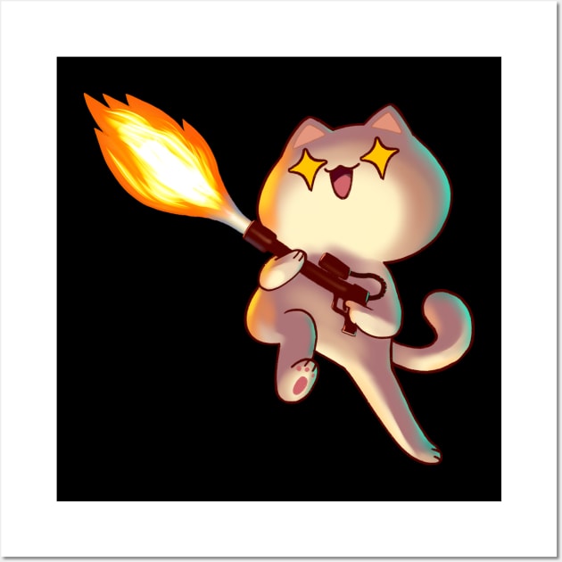 Flamethrower Cat - Funny Cat - Posters and Art Prints | TeePublic