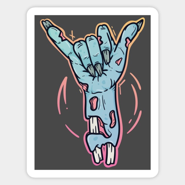 zombie shaka sign - Hand - Sticker | TeePublic