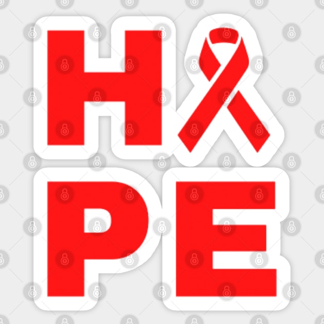 Hope Awareness Ribbon (Red) - Hope Awareness Ribbon Red - Sticker ...