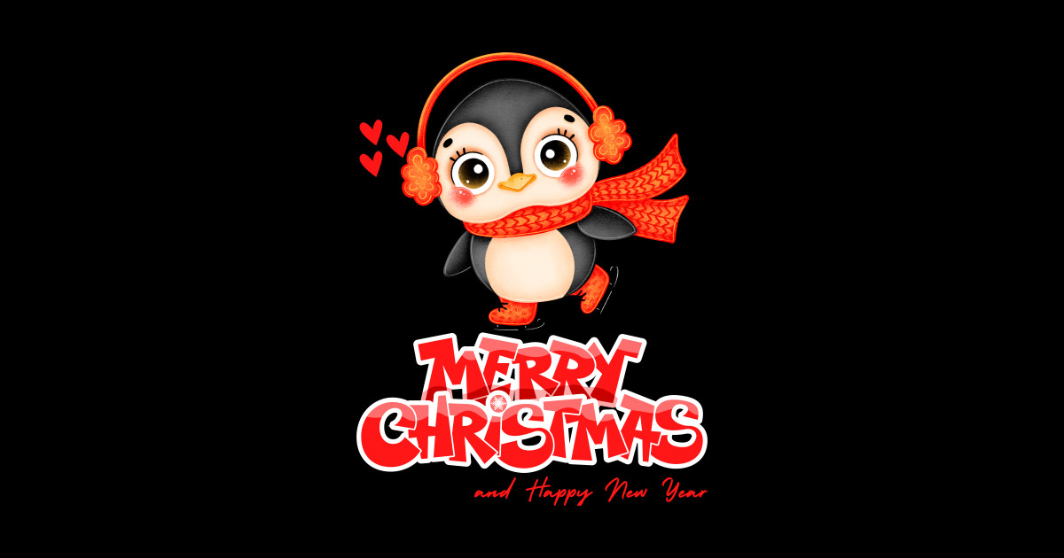 Cute Cartoon Penguin Christmas - Penguin Christmas Gift - Posters and ...