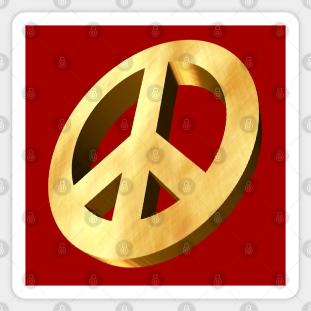Gold 3D Peace Symbol – Shiny Metallic Design - Peace Symbol - Sticker ...