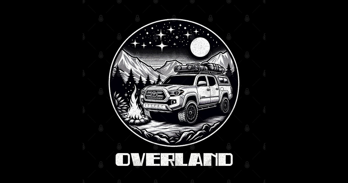 Overland Toyota night scene - Overlanding - Sticker | TeePublic