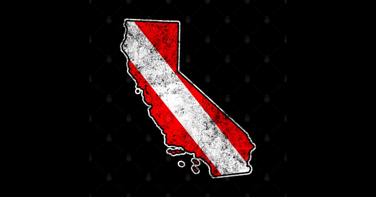 California Dive Flag Scuba Diving State Map Dive Flag Distressed - Dive ...