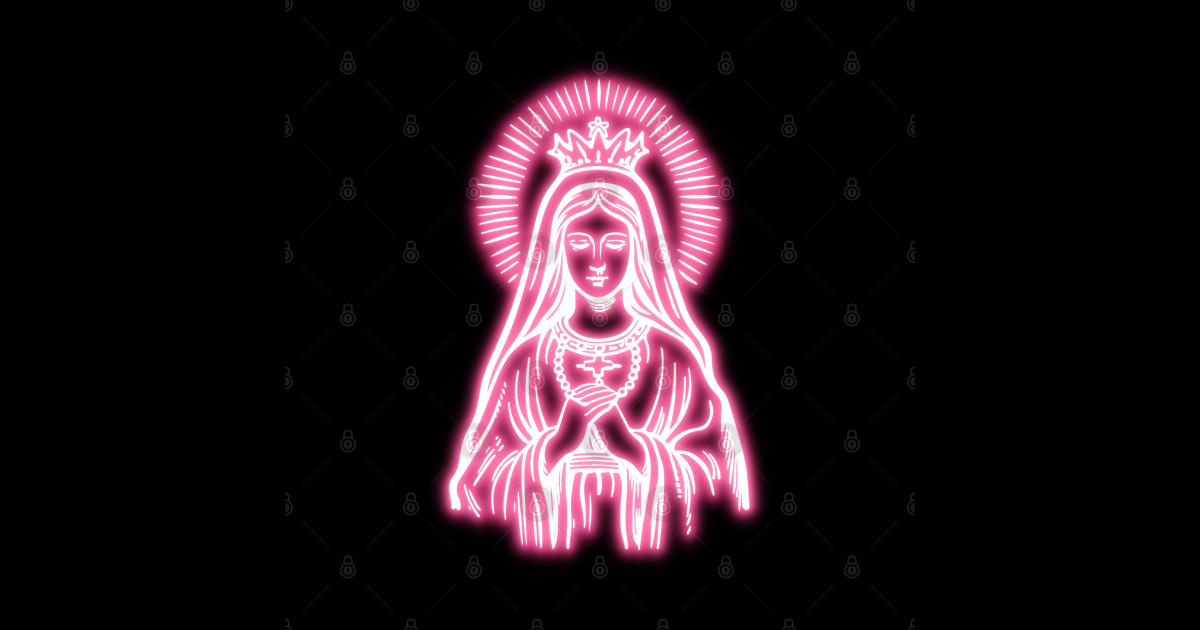 Pink Neon Virgin Mary - Virgin Mary - Sticker | TeePublic