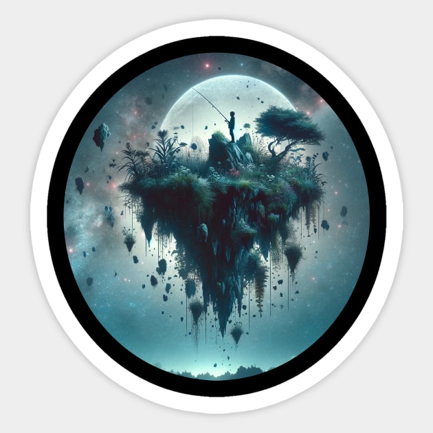 Island in the starry night sky - Galaxy Art - Sticker | TeePublic