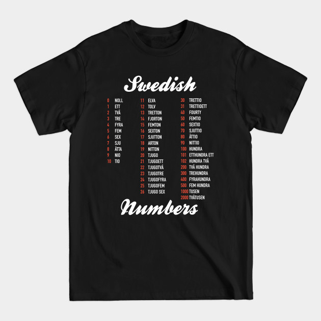 Swedish Numbers - Swedish Language Cheatsheet - Swedish - T-Shirt