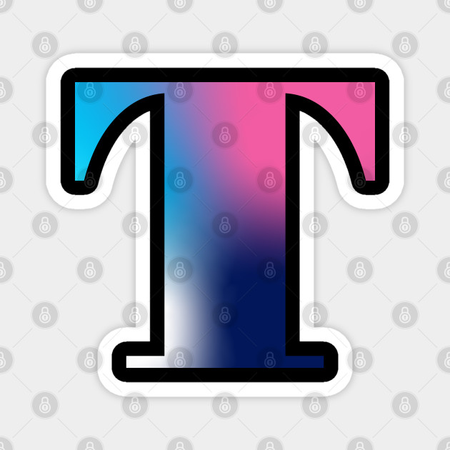 Capital Letter T Monogram Gradient Pink Blue White - Monogram - Magnet ...