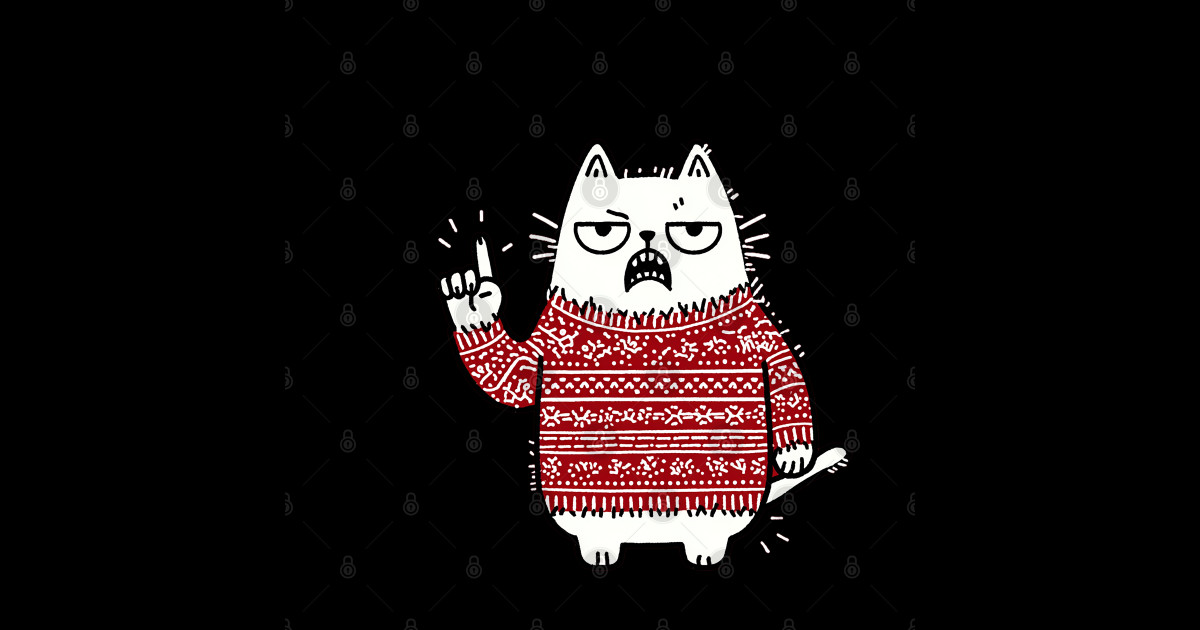 angry cat christmas - Angry Cat Christmas - Sticker | TeePublic