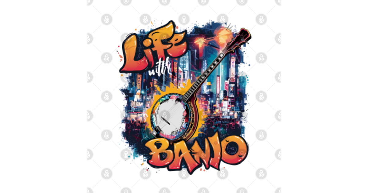Life With Banjo, Banjo Graffiti Design - Banjo - T-Shirt | TeePublic
