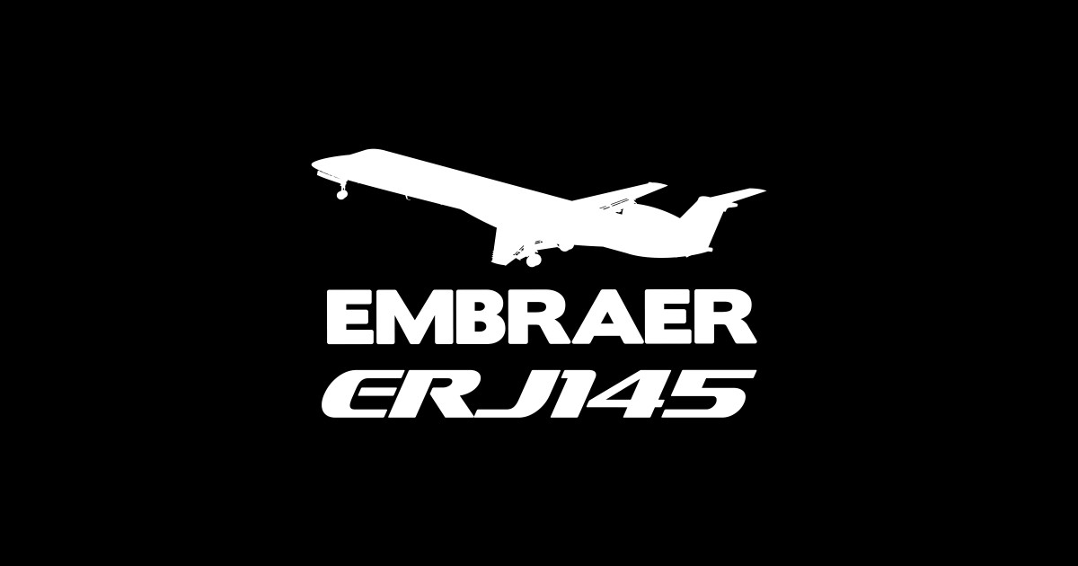Embraer ERJ145 Silhouette Print (White) - Erj145 - Sticker | TeePublic