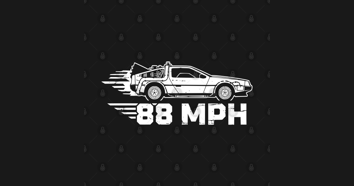 88 MPH Time Machine DeLorean Retro White - Delorean Back To The Future ...