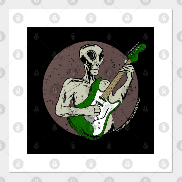Grey Alien Electric Guitar - Alien - Posters and Art Prints | TeePublic
