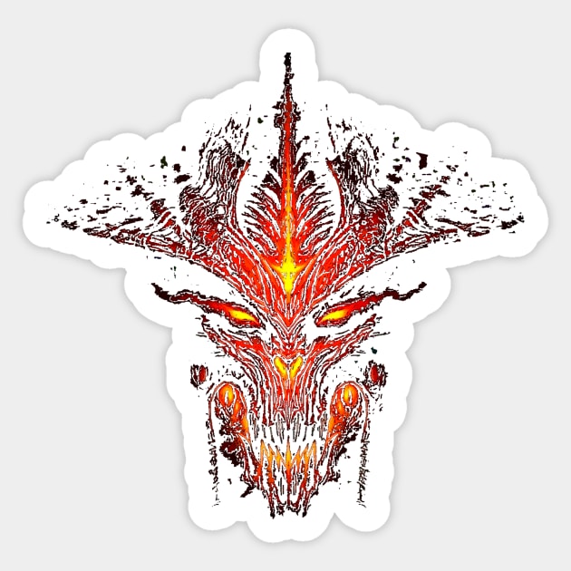 Evil Alien Fire Dragon Design - Evil Alien Fire Dragon Design - Sticker ...