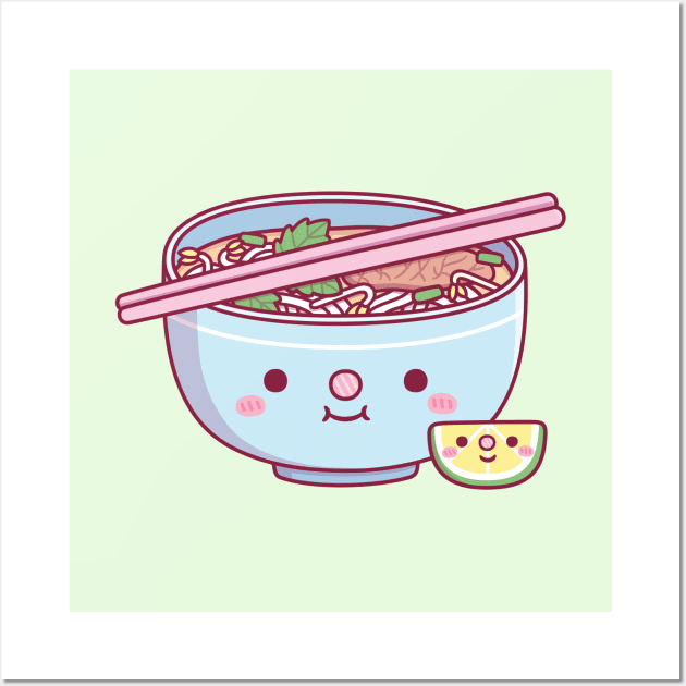 Cute Pho Rice Noodle And Lime Doodle - Vietnamese Pho - Posters and Art ...