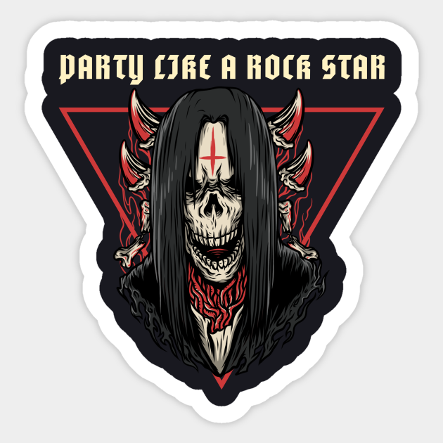 Evil Skull Party Like A Rock Star - Evil Skull Rock Star - Sticker ...