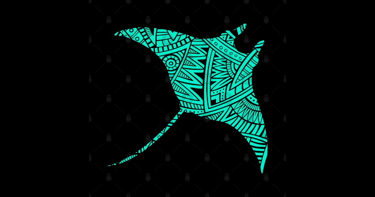 Manta Ray Maori Tribal Tattoo - Manta Ray - Baseball T-Shirt | TeePublic