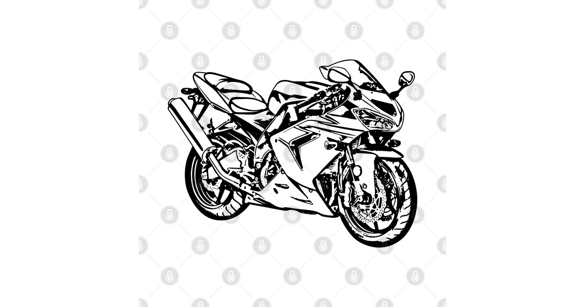 2005 ZX 10R Motorcycle Sketch Art - Kawasaki - T-Shirt | TeePublic