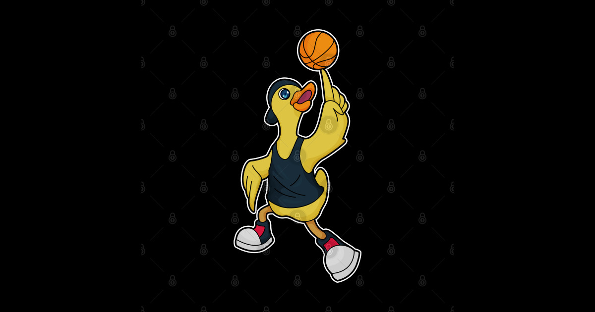 Duck as Baskeball player with Basketball - Duck - Sticker | TeePublic