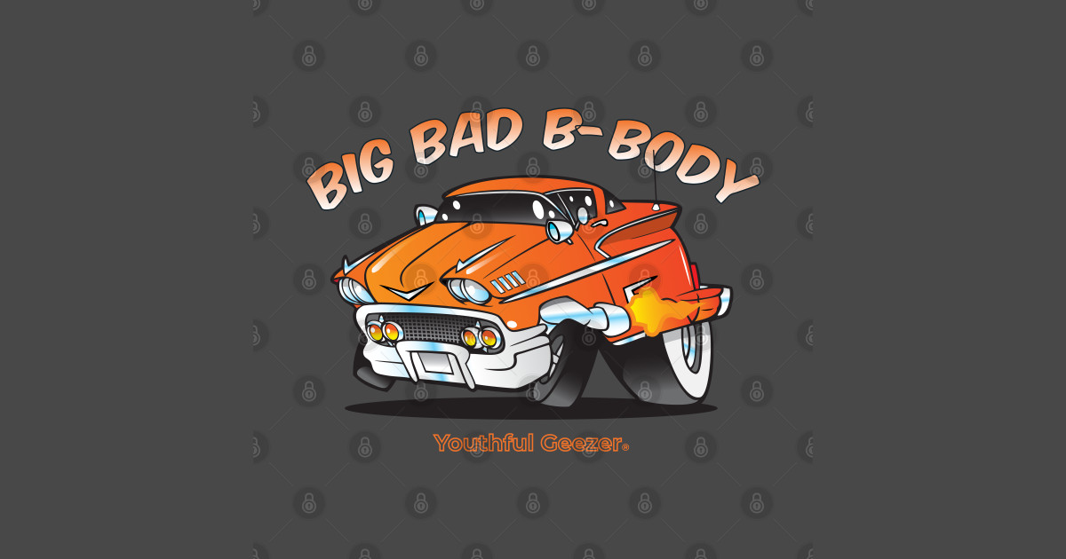 Big Bad B-Body Cartoon Car Toon - Chevy Impala - T-Shirt | TeePublic