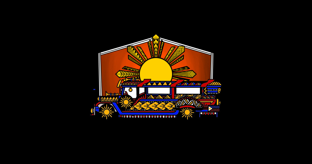 Tribal Passenger Jeepney with Sunset - Passenger Jeepney - Sticker ...