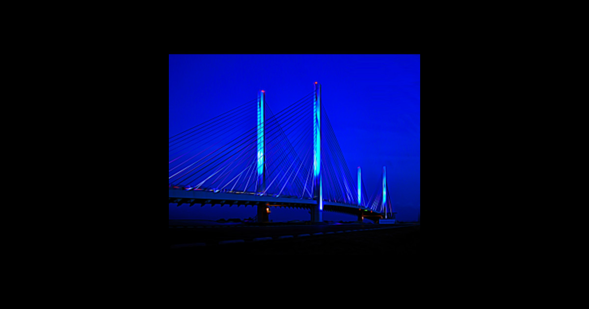 Blue Indian River Bridge at Night Expressionism - Indian River Bridge ...