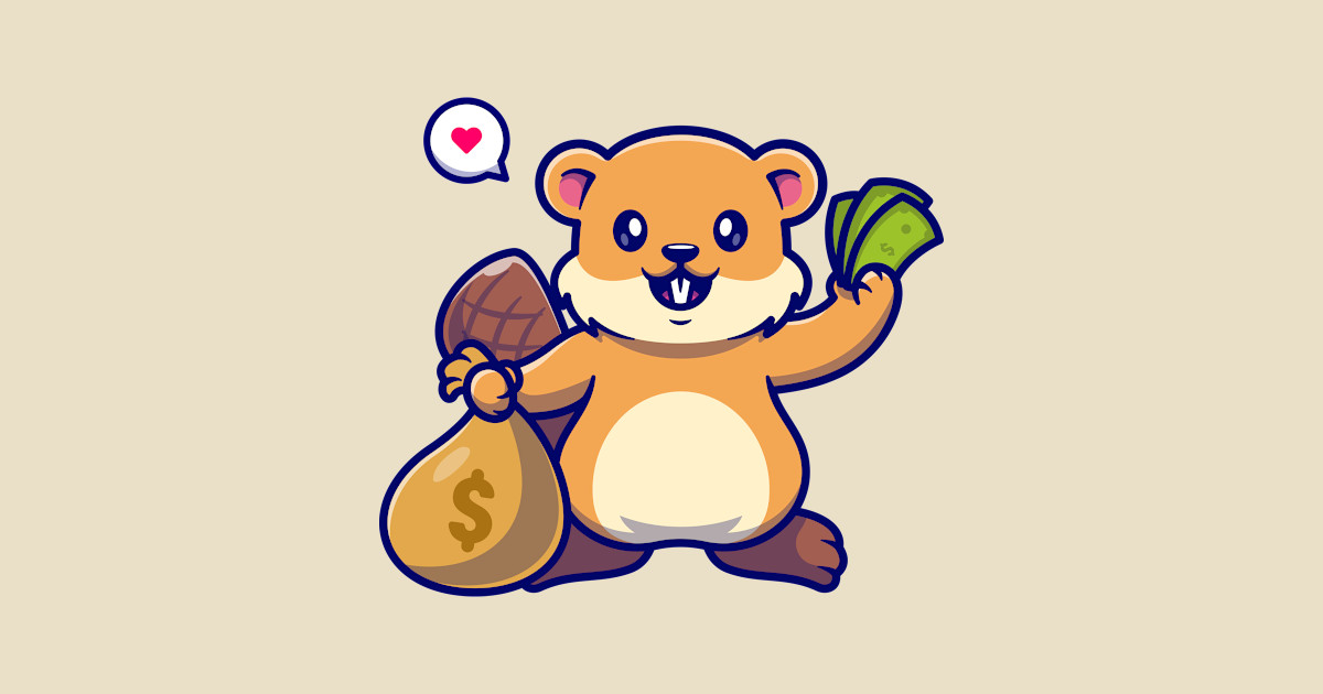 Cute Beaver Holding Money Bag Cartoon - Cute Beaver Holding Money Bag ...