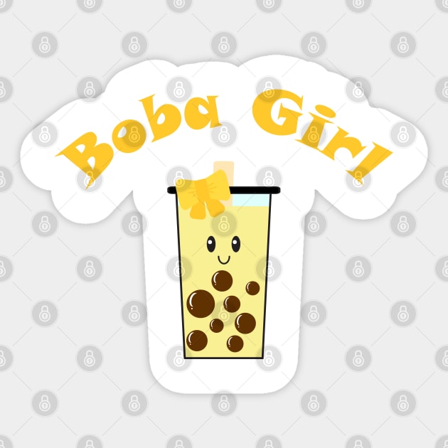 Boba Girl in Yellow - Boba - Sticker | TeePublic