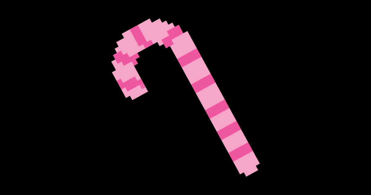 Pink Candy Cane 8 Bit Christmas Pixel Art - 16 Bit - Sticker | TeePublic