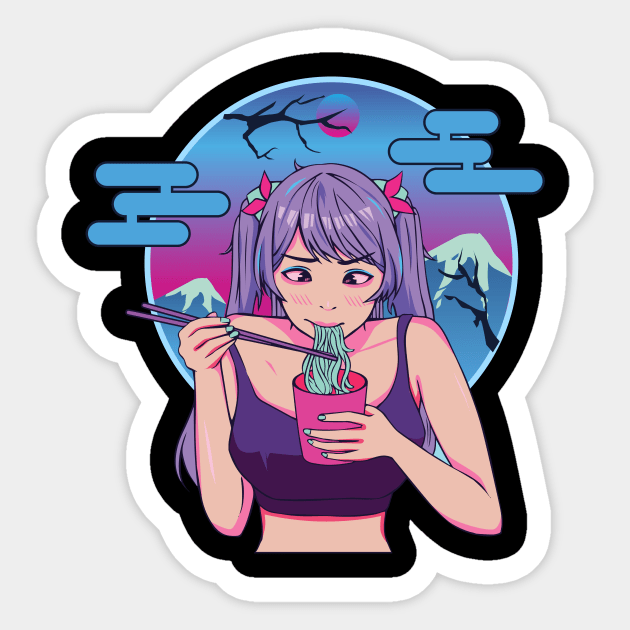 Noodle Lover - Kawaii Anime Girl - Kawaii Anime Girl - Sticker | TeePublic