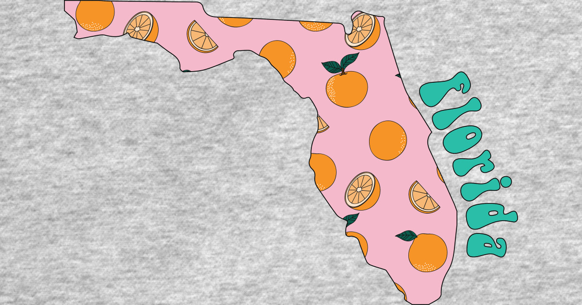 Florida Orange State Outline - Florida - T-Shirt | TeePublic