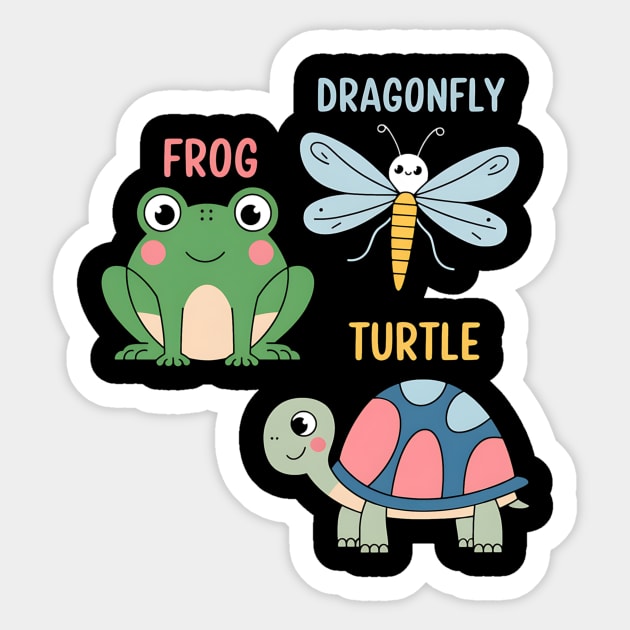 Frog Dragonfly Turtle - Frog Dragonfly Turtle - Sticker | TeePublic