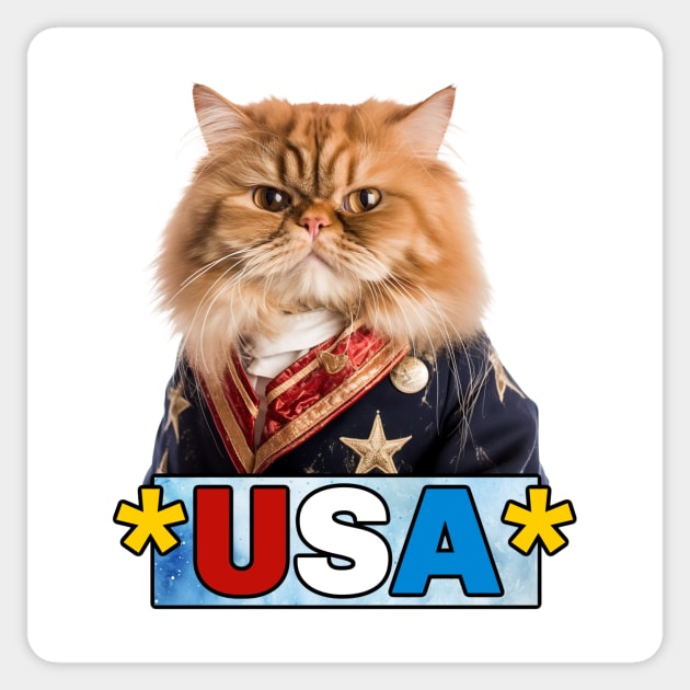 Patriotic Ginger Persian Cat - Persian Cat - Sticker | TeePublic