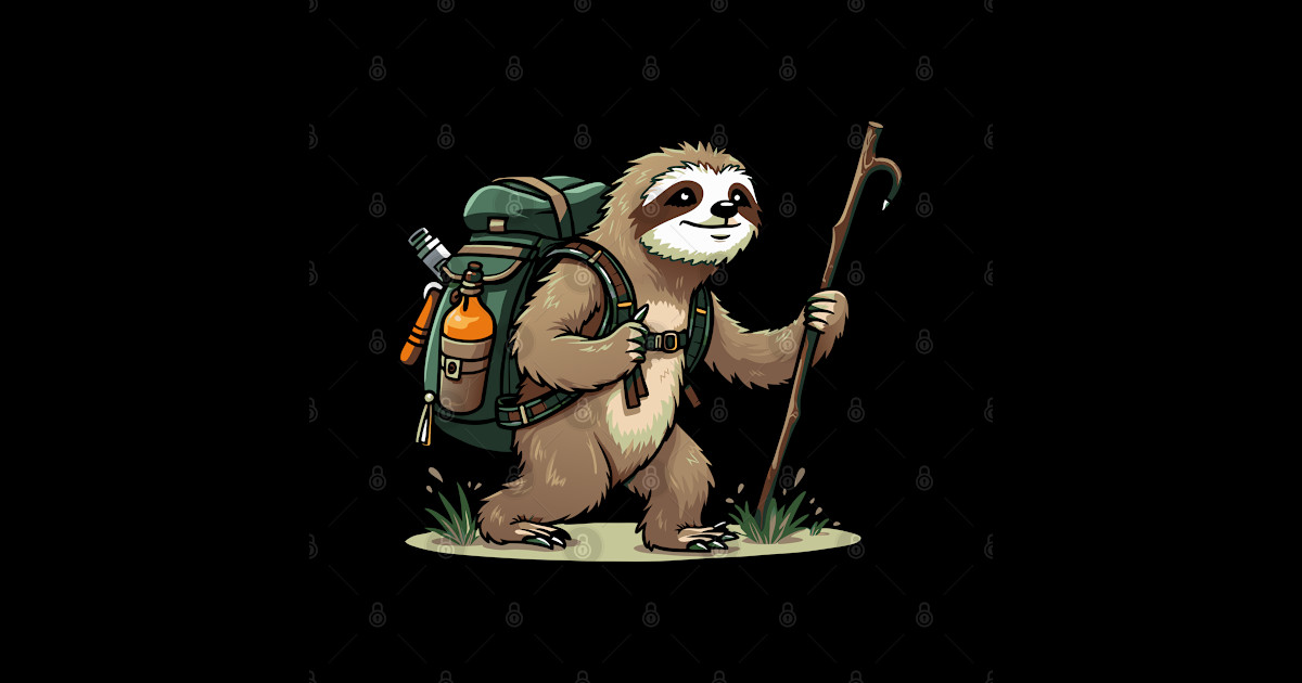 Why hike fast? When you can sloth it out - Sloth - Sticker | TeePublic