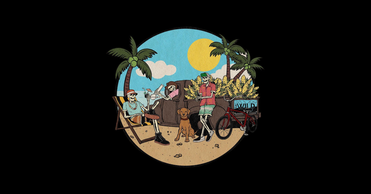 Skull Family at Beach - Skull - Sticker | TeePublic