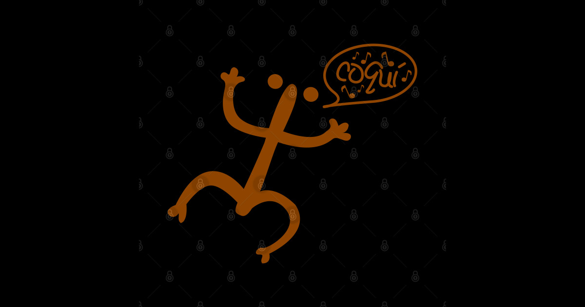 Puerto Rico Coqui Taino Singing Brown - Puerto Rico - Posters and Art ...