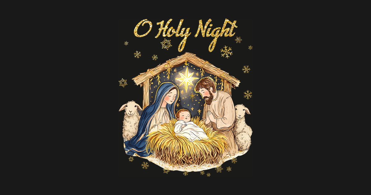 Oh Holy Night Nativity Scene Christmas Star Design For Faith-Based ...