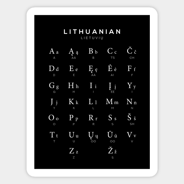 Lithuanian Alphabet Chart, Lithuania Language Chart, Black - Lithuanian ...