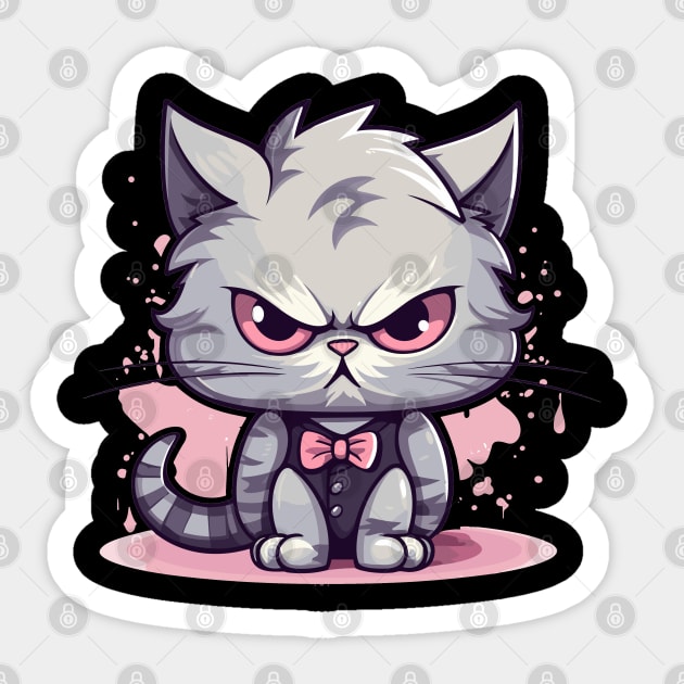 angry cat cute - Angry Cat - Sticker | TeePublic